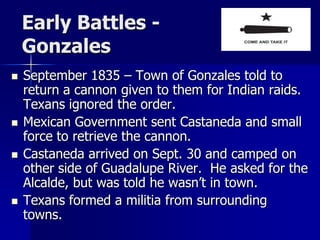 Texas Revolution Begins and Early Battles | PPTX