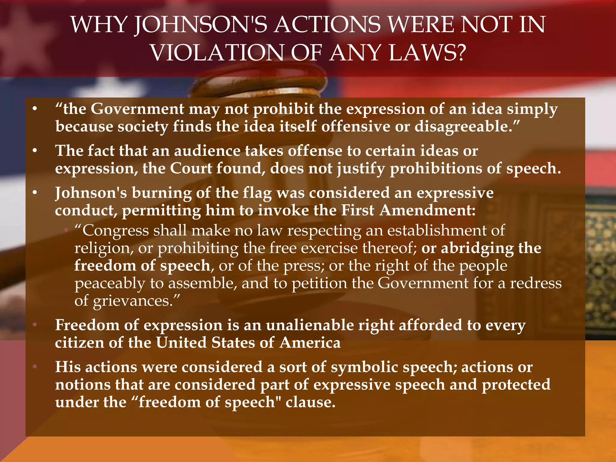 Texas v. Johnson (1989) | PPTX