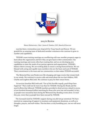 TEXSAR: Texas Search and Rescue Annual Report 2015 | PDF