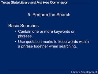 TexShare Databases Basic Reference Lesson 1 | PPT | Search | Internet