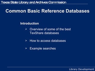 TexShare Databases Basic Reference Lesson 2 | PPT