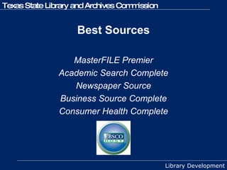 TexShare Databases Basic Reference Lesson 2 | PPT