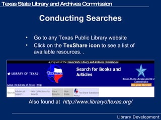 TexShare Databases Basic Reference Lesson 2 | PPT