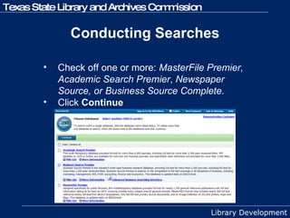 TexShare Databases Basic Reference Lesson 2 | PPT