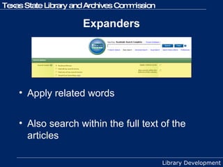 TexShare Databases Basic Reference Lesson 2 | PPT