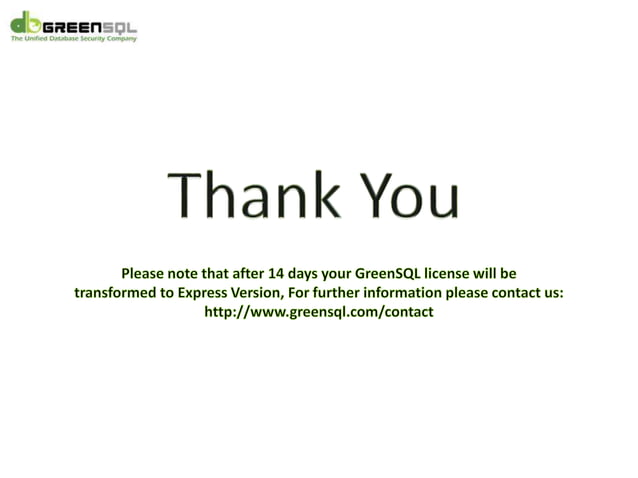 GreenSQL Activation Tutorial | PPT
