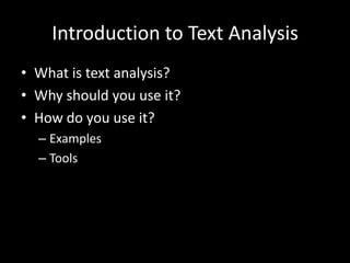 Introduction to Text Analysis | PPTX
