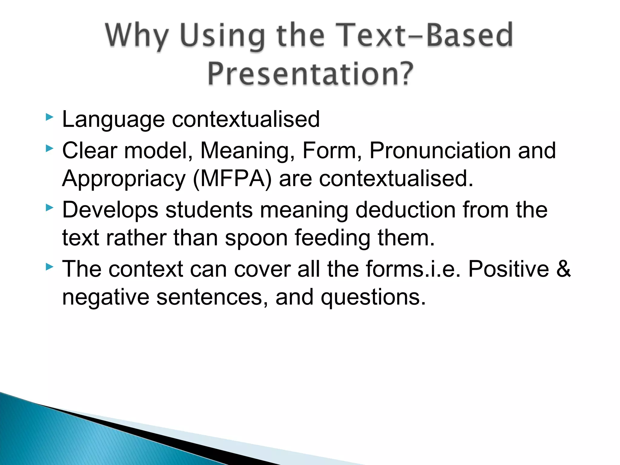 Text based Presentation Technique for ESL teachers | PPT