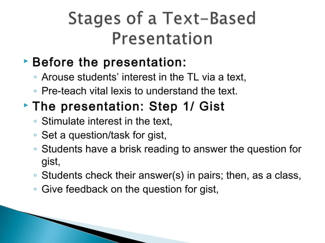 Text based Presentation Technique for ESL teachers | PPT | Educational Assessment | Education