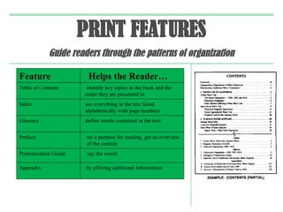 power point presentation about text-features- | PPT