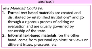 Text-Media and information literacy powerpoint | PDF