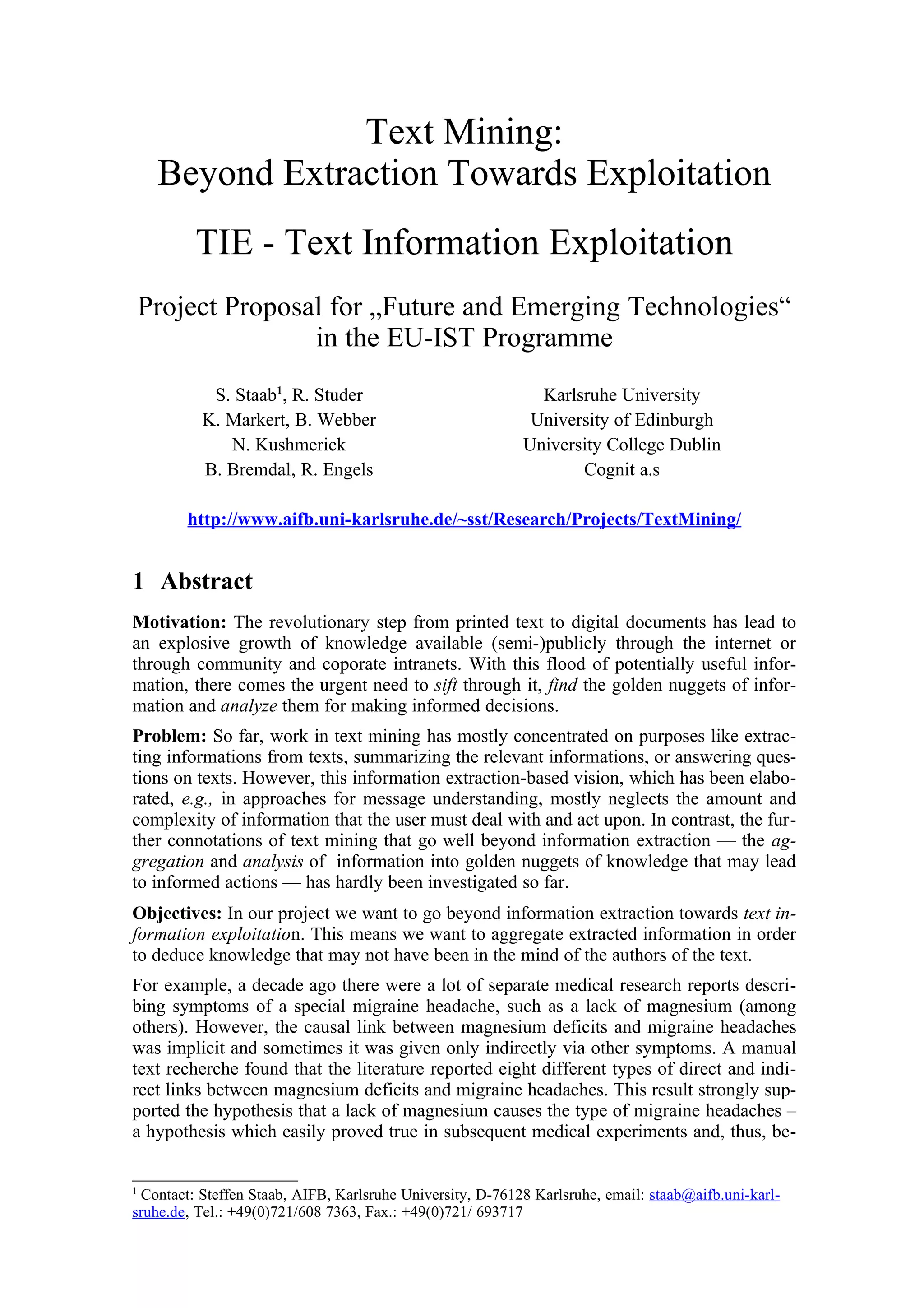 Text Mining: Beyond Extraction Towards Exploitation | DOC