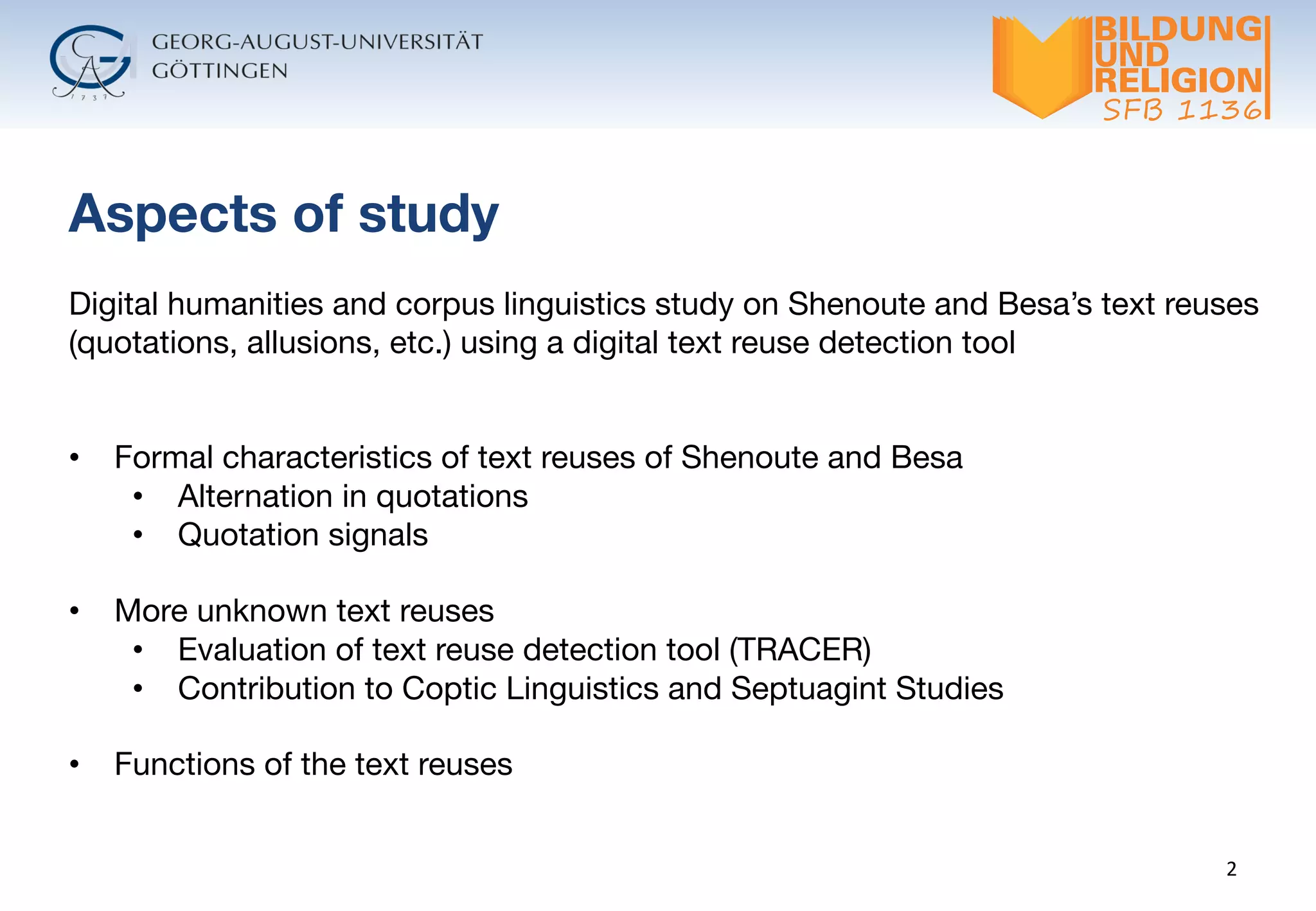 Digital Text Reuse Detection in Coptic Literature: A Progress Reporte | PDF
