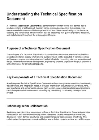 Understanding the Technical Specification Document | PDF