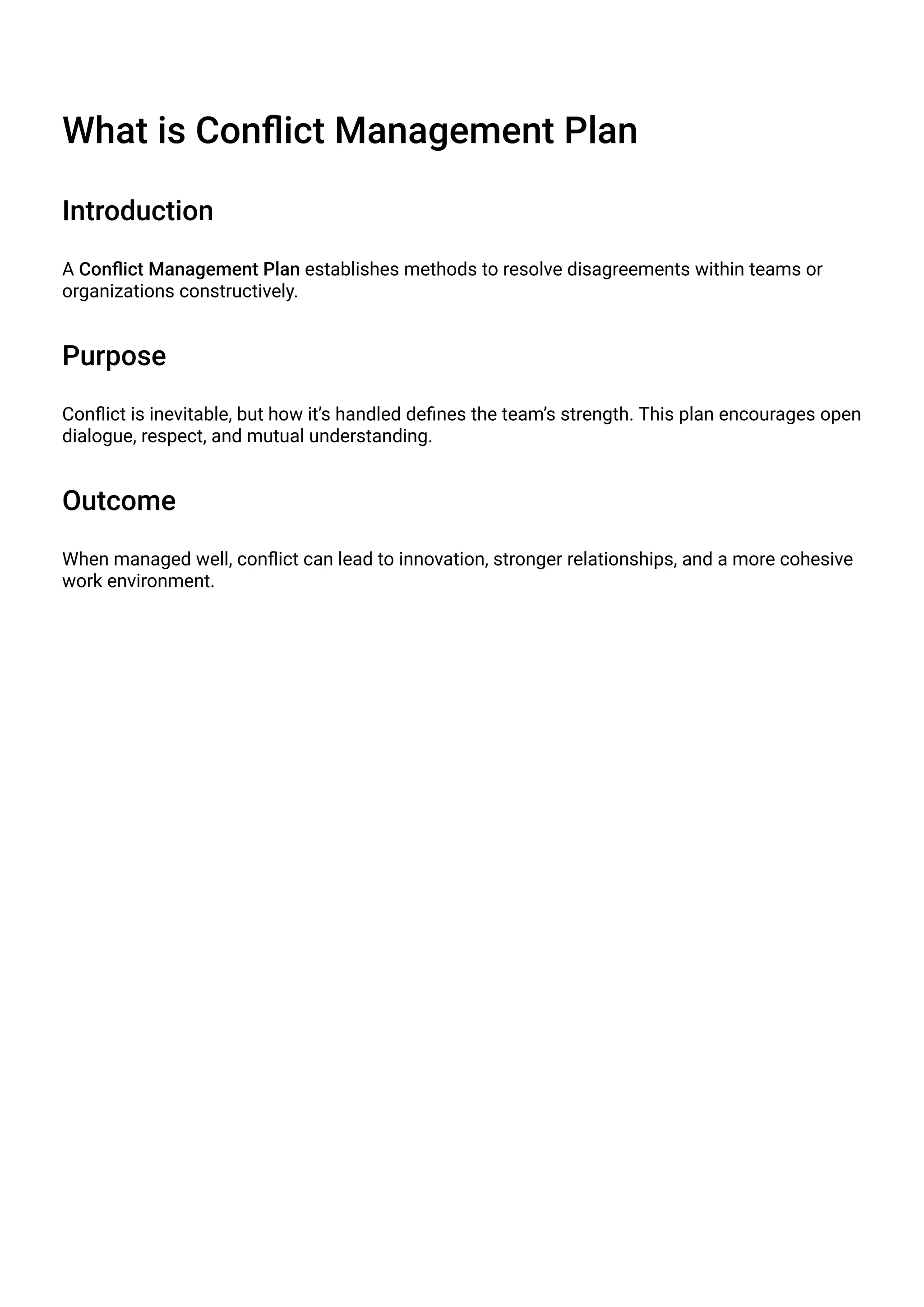 What is Conflict Management Plan and Why its important? | PDF