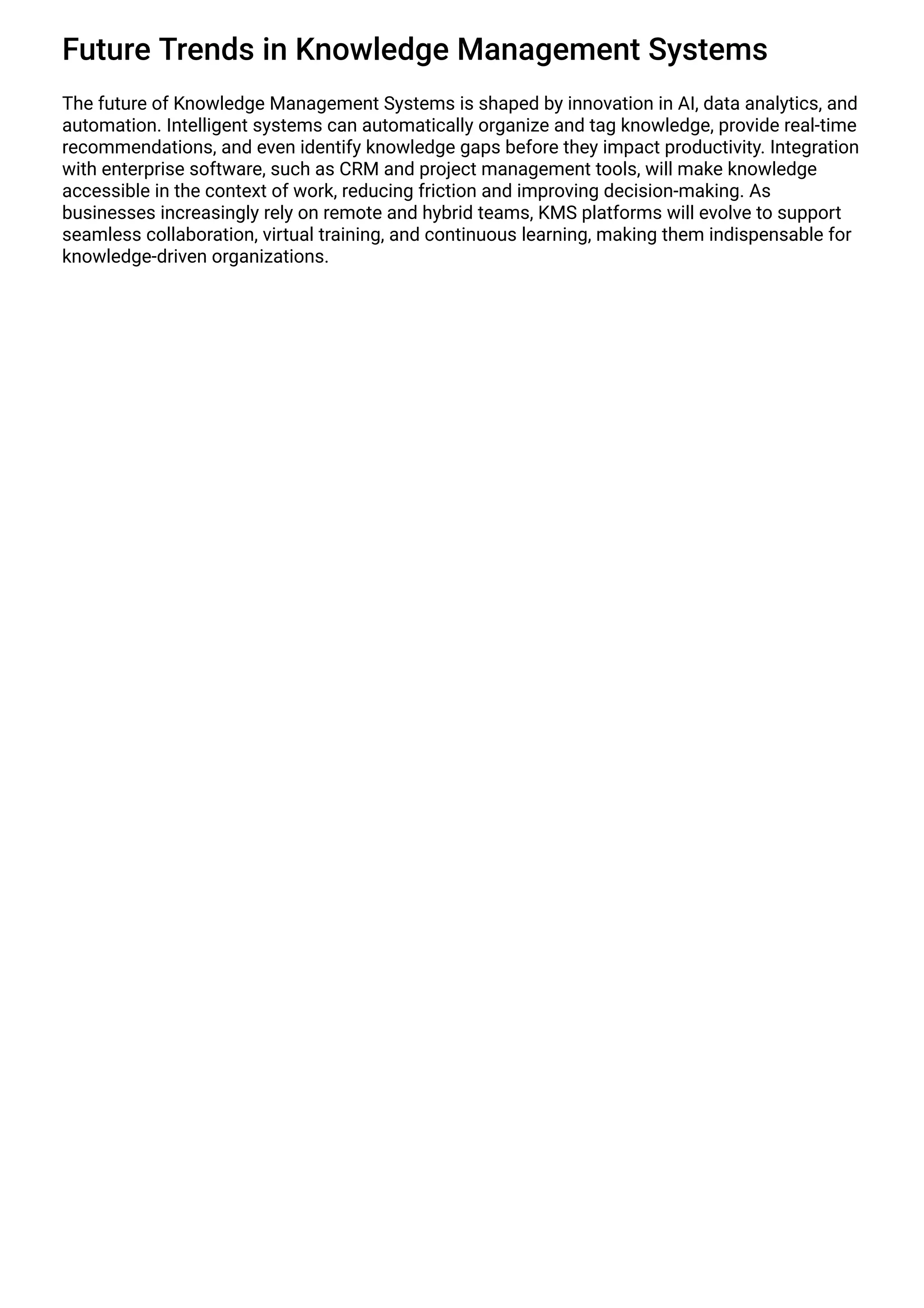 Future Trends in Knowledge Management Systems | PDF