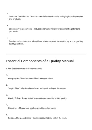 Quality Manual: Guiding Document for Quality Management Systems | PDF