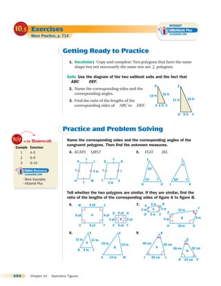 Text 10.5 similar congruent polygons | PDF