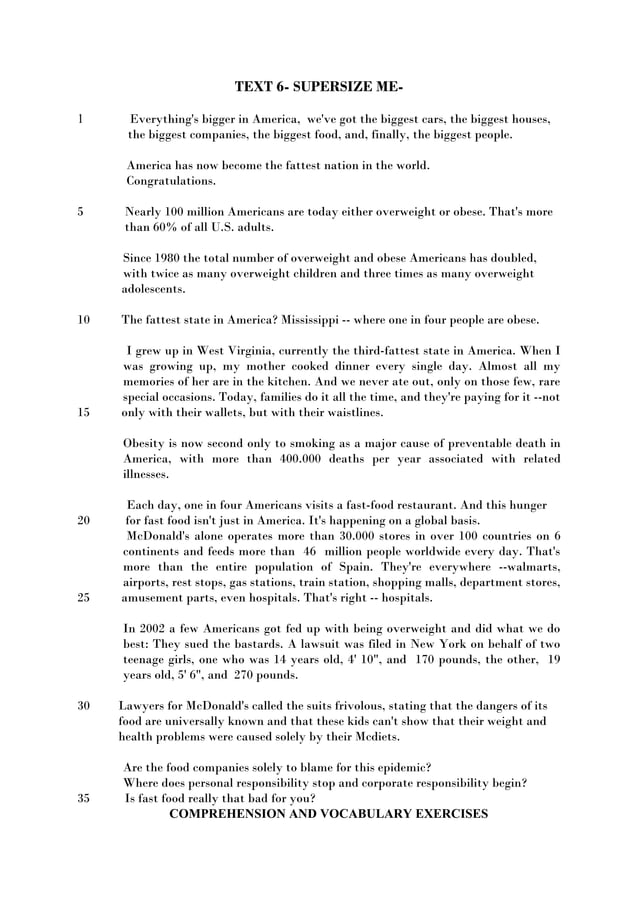 Text 6 supersize me | PDF