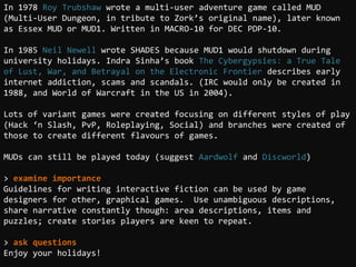 Text adventures & muds | PPTX | Board Games and Puzzles | Games and Puzzles