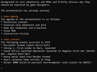Text adventures & muds | PPTX | Board Games and Puzzles | Games and Puzzles