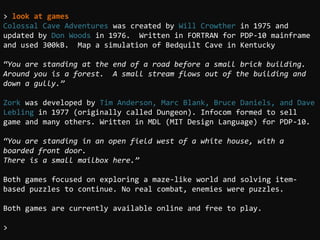 Text adventures & muds | PPTX | Board Games and Puzzles | Games and Puzzles