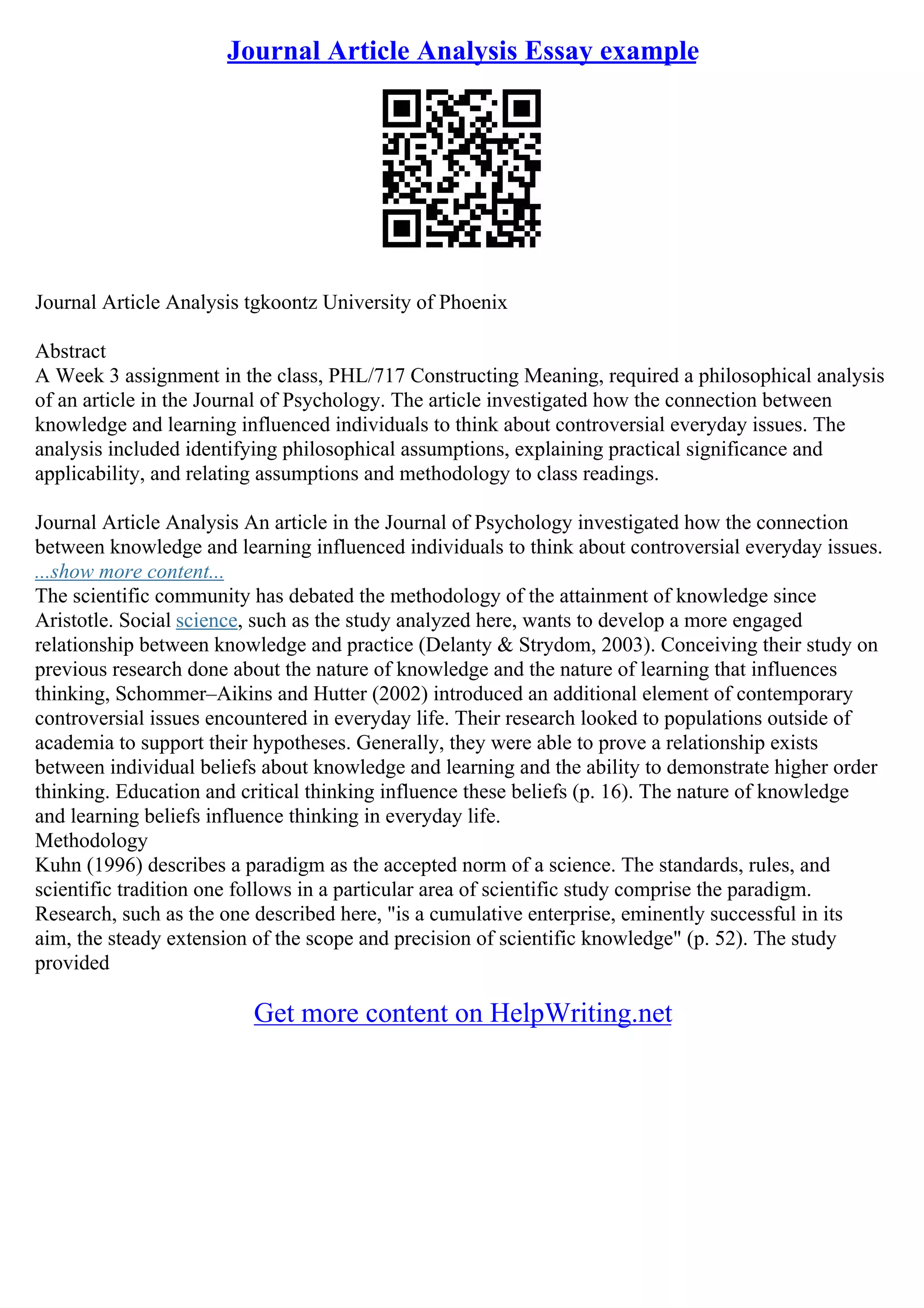 Text Analysis Essay Examples | PDF