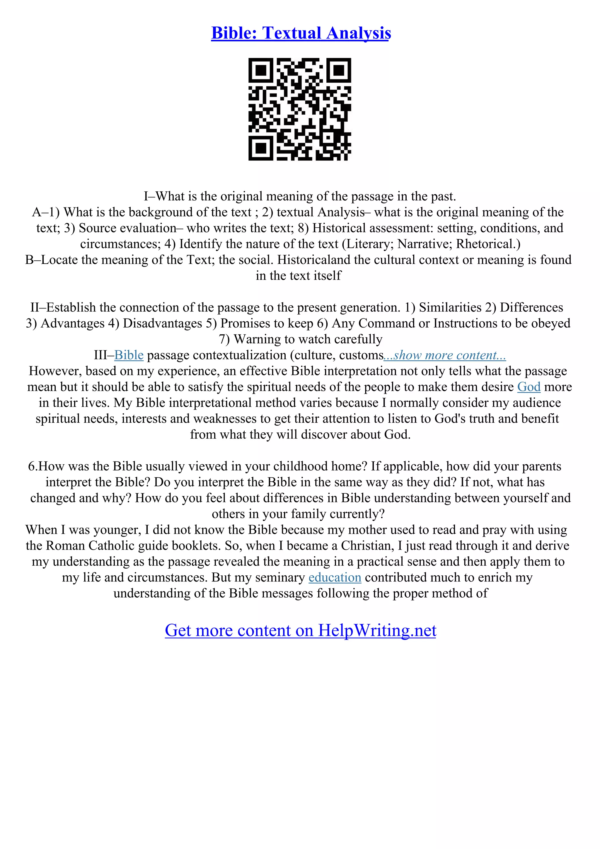 Text Analysis Essay Examples | PDF