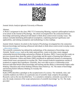 Text Analysis Essay Examples | PDF