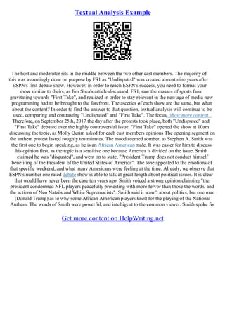 Text Analysis Essay Examples | PDF