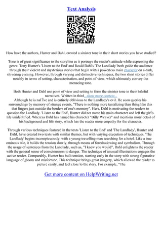 Text Analysis Essay Examples | PDF