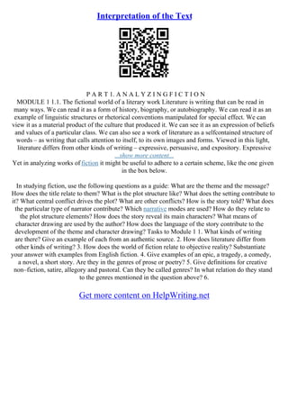 Text Analysis Essay Examples | PDF