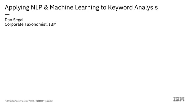 Applying NLP and Machine Learning to Keyword Analysis | PPT