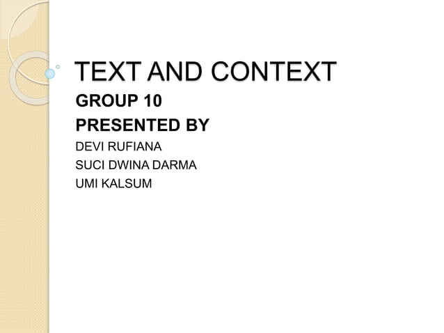 Text and context in discourse | PPTX