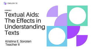 GRADE 10 ENGLISH QUARTER 1 LESSON TEXTUAL AIDS | PDF