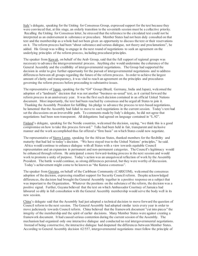 Text based negotiation on unsc reforms | PDF