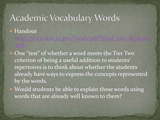 Text based questions and academic vocabulary | PPT