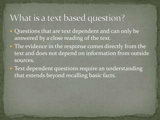 Text based questions and academic vocabulary | PPT