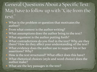 Text based questions and academic vocabulary | PPTX