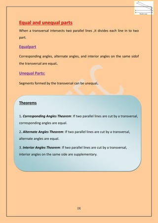 "Exploring Parallel Lines: Properties and Theorems" | PDF