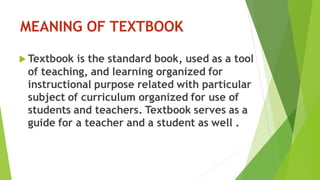 What is Textbook ? Features of a good Textbook | PDF