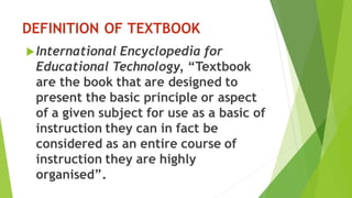 What is Textbook ? Features of a good Textbook | PDF