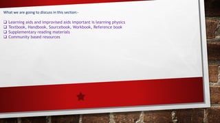 Learning aids, improvised learning aids, textbook, sourcebook ...
