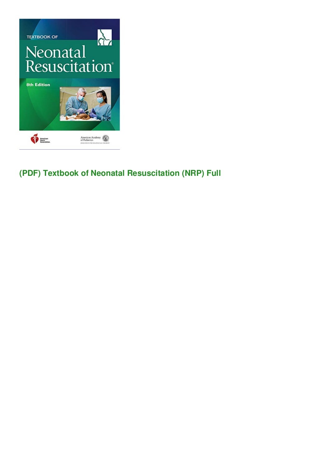 (PDF) Textbook of Neonatal Resuscitation (NRP) Full