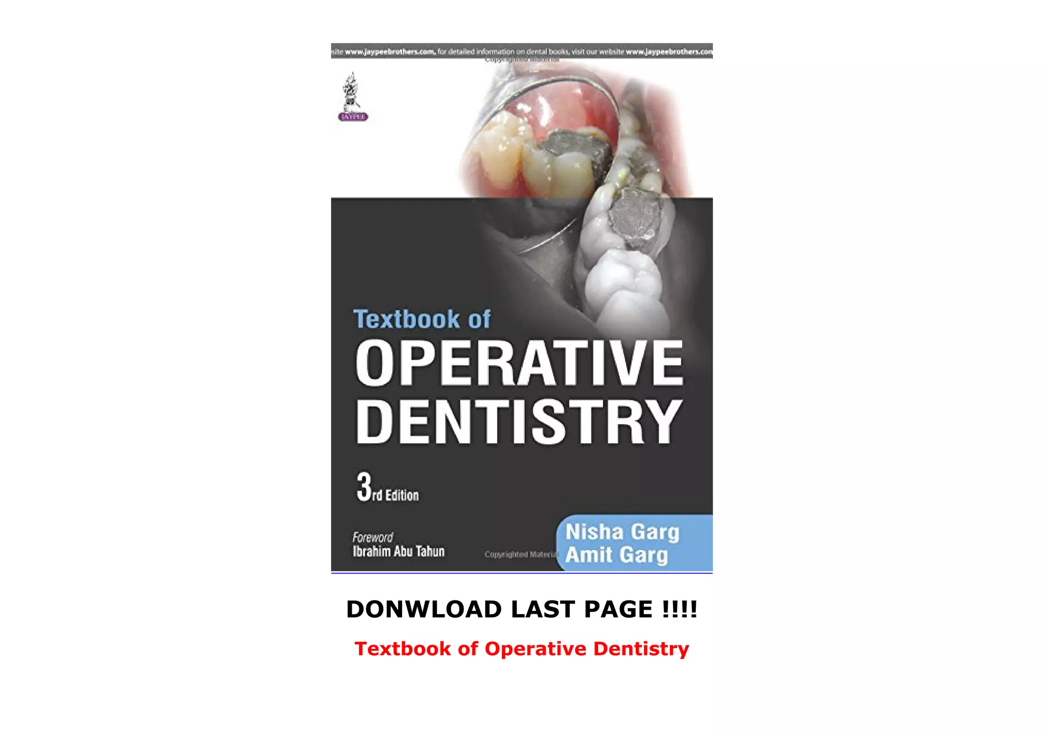 Textbook of Operative Dentistry | PDF