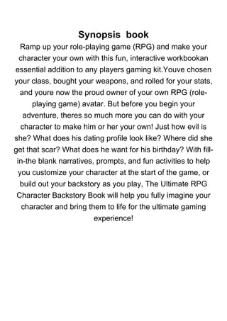 textbook$ The Ultimate RPG Character Backstory Guide: Prompts and ...
