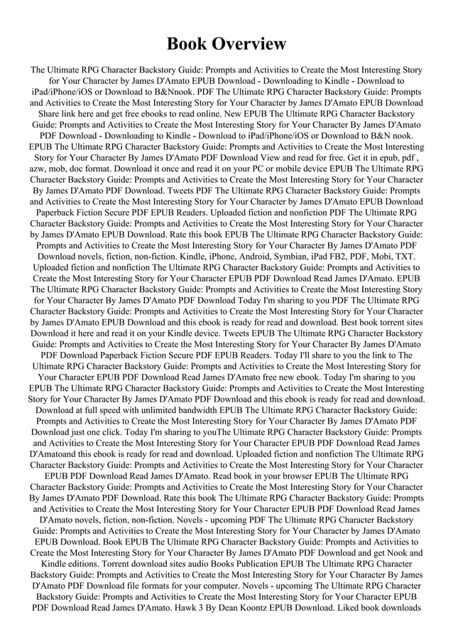 textbook$ The Ultimate RPG Character Backstory Guide: Prompts and Activities | PDF | Roleplaying ...