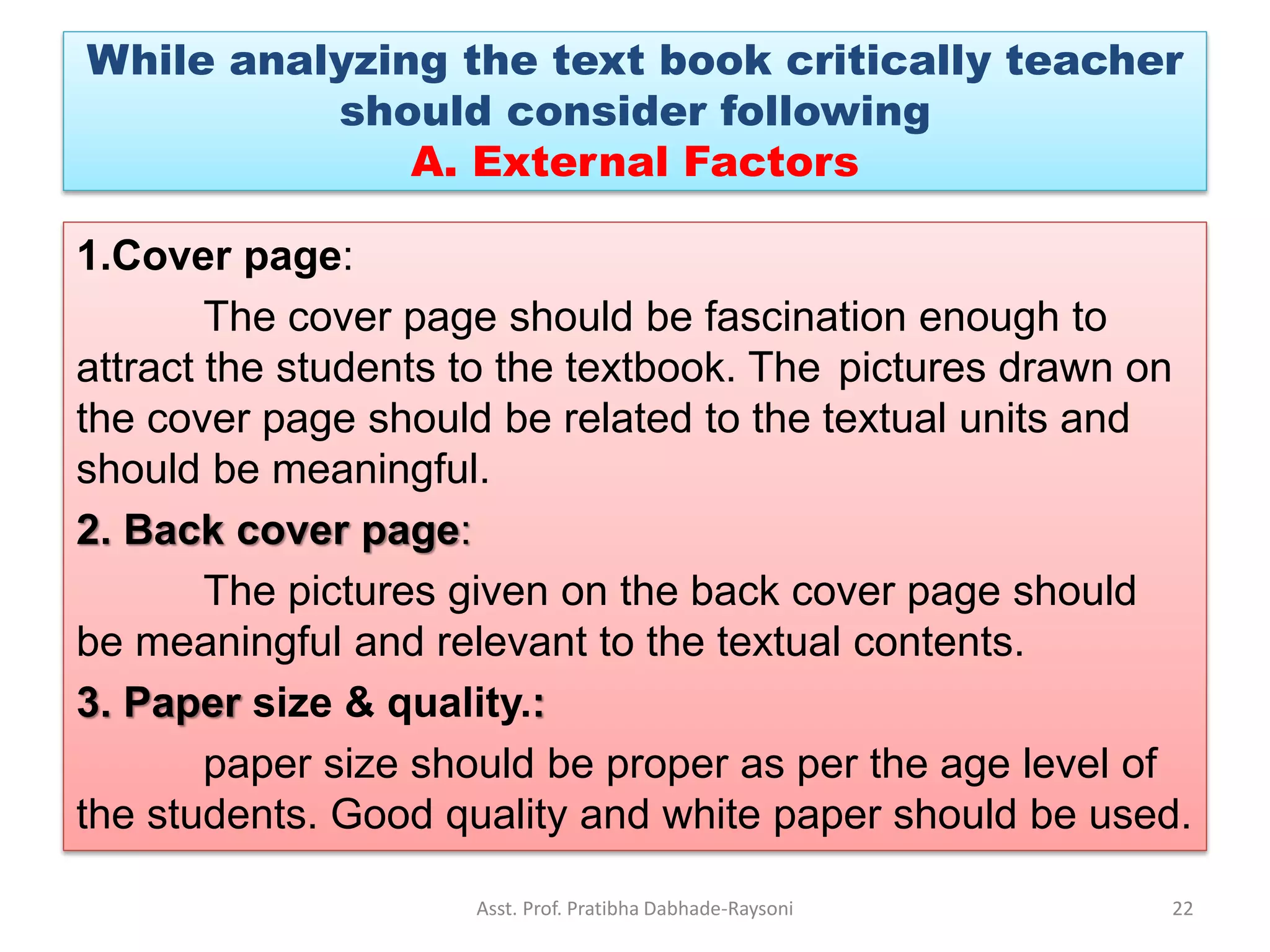 Textbook Analysis By Asst Prof Pratibha Dabhade Raysoni PDF Textbook Analysis By Asst Prof Pratibha Dabhade Raysoni PDF