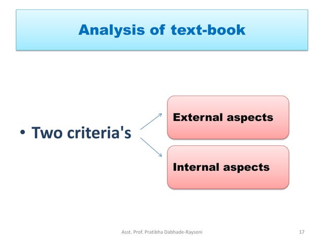 Textbook analysis : By Asst. Prof. Pratibha Dabhade-Raysoni | PDF