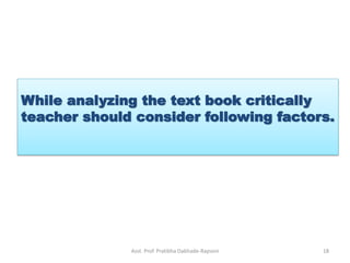 Textbook analysis : By Asst. Prof. Pratibha Dabhade-Raysoni | PDF